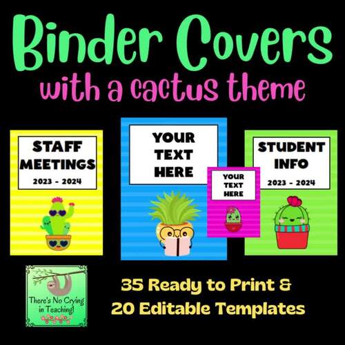 Cactus Binder Covers Ready to Print Plus 20 Templates | TPT