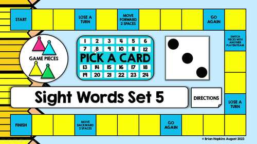 Sight Words Board Game Set 5 for use with PowerPoint™ - School Theme