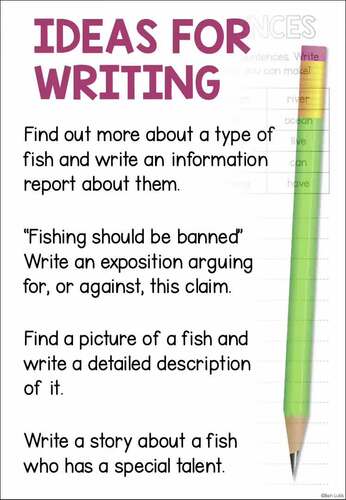 Fish Literacy Activities - Reading, Writing, Vocab, Sentences etc for a ...