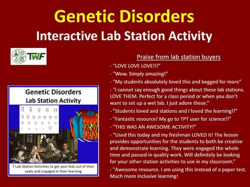 Genetic Disorders - Lab Station Activity by Teach With Fergy | TPT