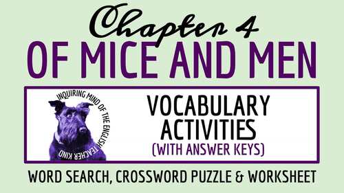 Of Mice and Men Chapter 4 Vocabulary Activities | Crossword Puzzle ...