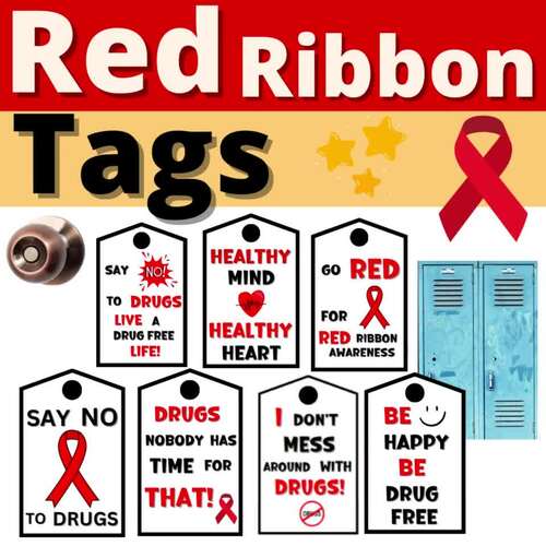 Red Ribbon Pledge Cards Statements Notes Activity Resource No Prep