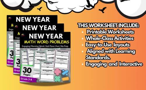 New Year 2026 Math Word Problems Add,Sub,Div Activities 4th,5th,6th,7th ...