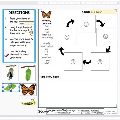 Sequence Writing Prompts - Plant and Animal Life Cycles - Distance Learning