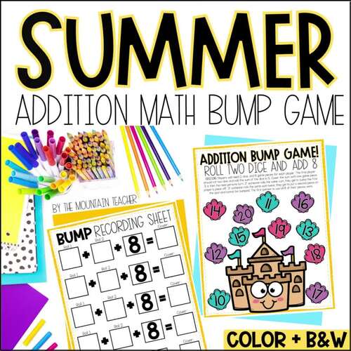 Summer Math Games & Summer BUMP Math Activity for 1st 2nd or 3rd Grade