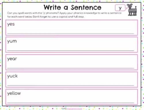 Phonics Worksheets 'y' Phoneme Y Activities by Metacognitive Teacher