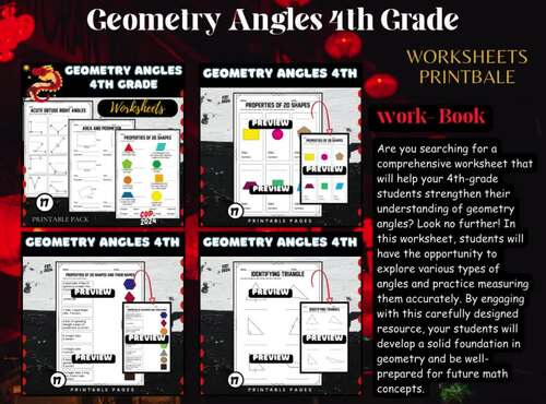 Geometry Angles Worksheet 4th Grade by English For Kids ABC | TPT