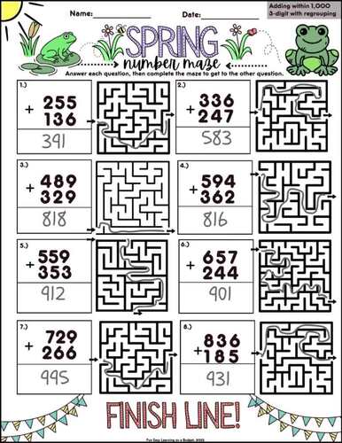 Spring Time Math 2-3 Digit Addition & Subtraction Differentiated Math ...