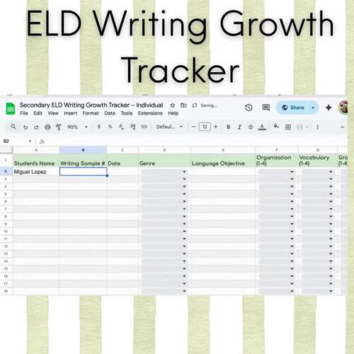 WIDA ELL/ELD/ELA-S Writing Growth Tracker | Google Sheets Data Tool