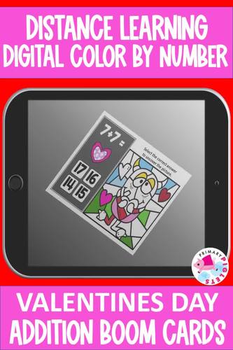 VALENTINE'S DAY MATH BOOM CARDS - ADDITION TO 20 by Primary Piglets