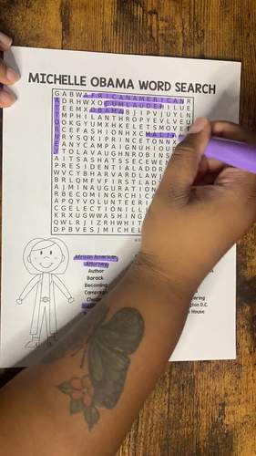Michelle Obama Word Search Coloring Page | Black History Month Activity
