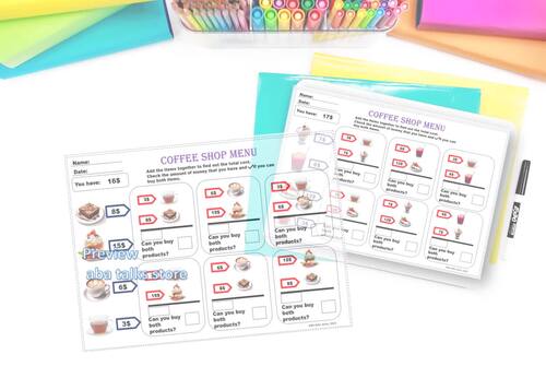 Functional Math Worksheet Life Skills Money Menu Math by ABA talks store