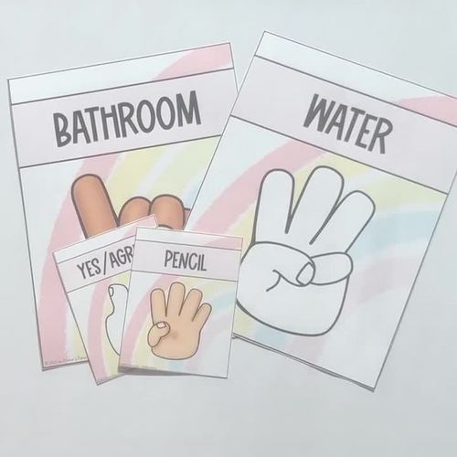 Multicultural Hand Signal Posters - Soft Pastel Rainbow Classroom Decor