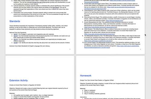 Ancient Near East and Egyptian Art Lesson Plan + Slides Grades 3-8