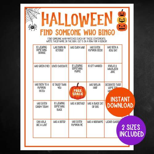 Classroom Halloween Game, Printable Halloween Activity, Classroom ...
