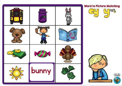 LONG E VOWEL TEAMS EY Y WORD TO PICTURE MATCH BOOM CARDS 1ST 2ND GRADE ...