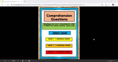 DISTANCE LEARNING- Short Story Comprehension by Ms Dees Speech Resources