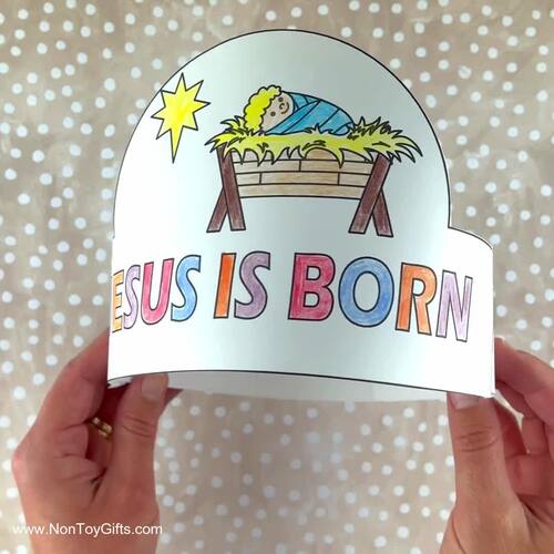 Baby Jesus Craft - Christmas Nativity Coloring Paper Hat - Jesus Is Born