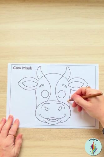 Printable Cow Mask Template, Preschool Farm Animal Coloring Craft ...