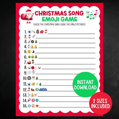 Classroom Christmas Game, Printable Christmas Songs Emoji Game, Holiday ...