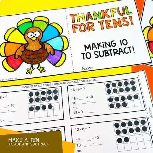 Thanksgiving Make a Ten to Add and Make a Ten to Subtract Turkey Foldout