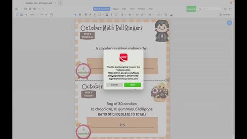 Grade 9-10 October MATH Bell Ringers Morning Work | Fall & Halloween Themed