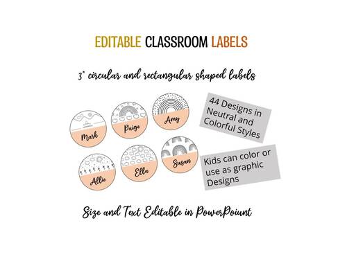 Student Name Tags, Classroom Labels, Neutral Student Labels, Circle ...