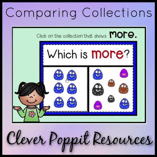 BOOM CARDS Comparing Collections - More or Less by Clever Poppit Resources