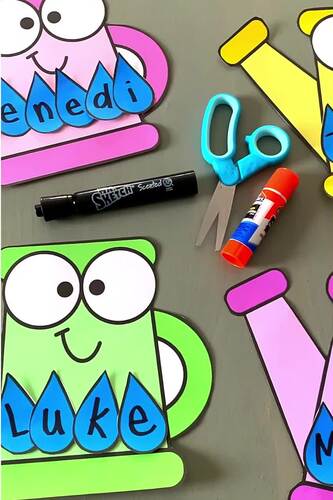 Spring Watering Can Raindrop Name Craft for Preschool, Pre-K & Kindergarten