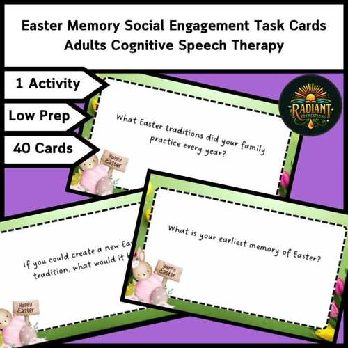 Easter Memory Social Engagement Task Cards Adults Cognitive Speech Therapy
