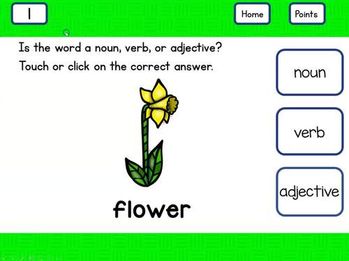 Spring Nouns Verbs and Adjectives for Google Classroom™ Distance Learning