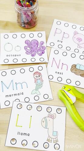 Alphabet Hole Punch Letters Activities, Preschool Pre-K TK Kindergarten