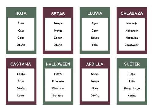 BUNDLE: Fall / Autumn in Spanish – Reading + Taboo Vocabulary Game