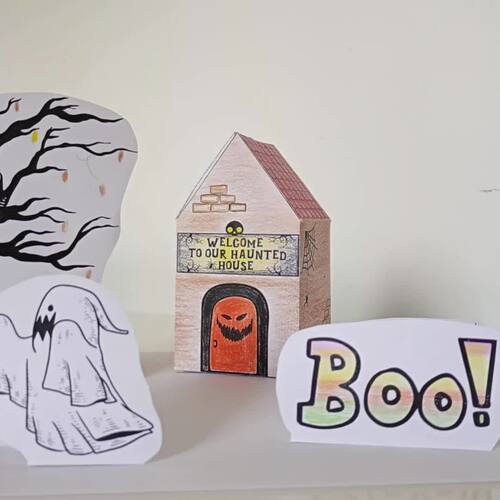 Build a Haunted House Template, 3D Haunted House Coloring Sheet Paper Craft
