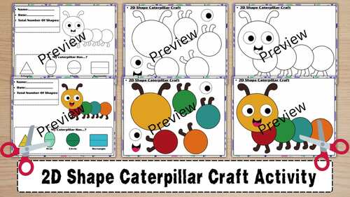 2D Shape Caterpillar Craft |Geometry Cut-and-Paste for Preschool ...