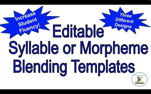 Editable Blending Templates | Fluency | Word, Syllable, or Morpheme ...