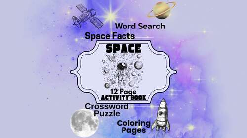 Space Theme Activity Book for Kids Planets Moon Austronaut by My ...