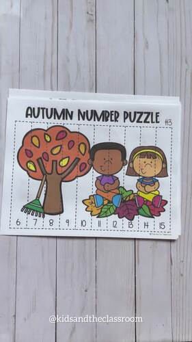 Autumn/Fall Math & Literacy Activity Puzzles | ABC Order & Counting 1-20