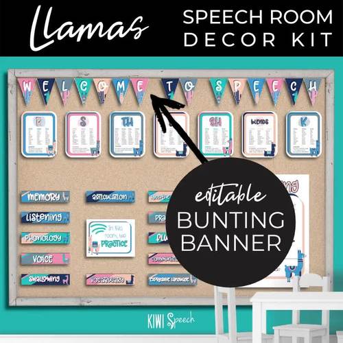 Deluxe Llama Speech Room Decor Kit with Visual Aids: Functional Speech ...