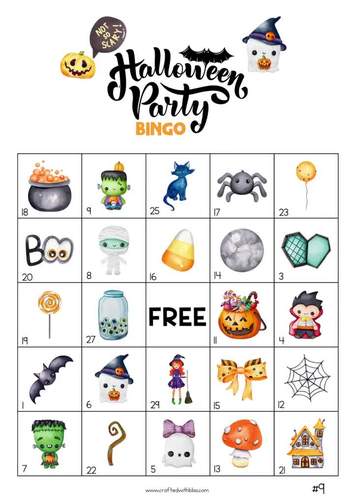 50 Halloween Bingo Cards Classroom Game, Bingo Game, Halloween Party ...