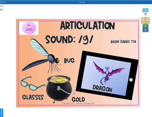 ARTICULATION: SOUND /g/ -at word level - Boom™ Cards | TPT