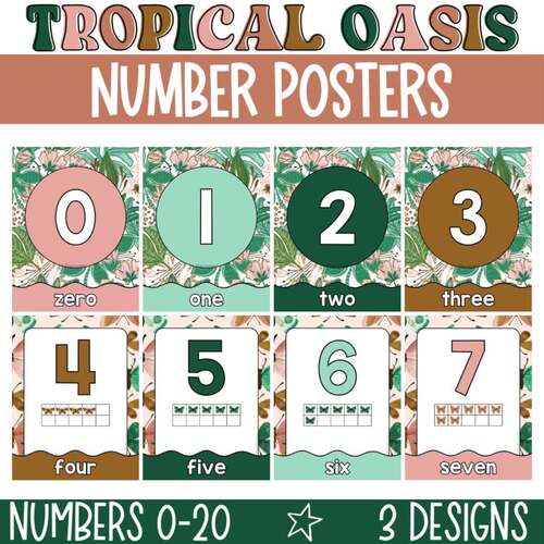 Modern Number Posters / Number Posters with Ten Frames / Jungle ...
