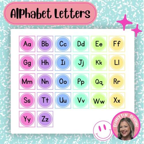 Pastel Bright Alphabet Wall Decor (Primary Font) by DeSmitten Designs