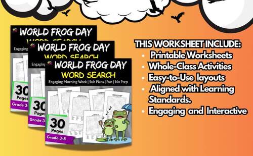 World Frog Day Word Search Puzzle Activities, Worksheet 4th,5th,6th,7th ...