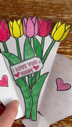 Mother's Day Flower Bouquet Craft Activity, Mothers Day Tulip Coloring ...