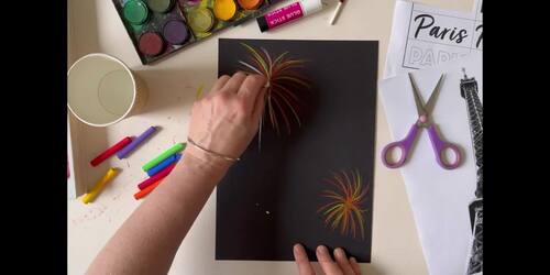 Eiffel Tower Fireworks Collage Art Project, Famous World Landmarks ...