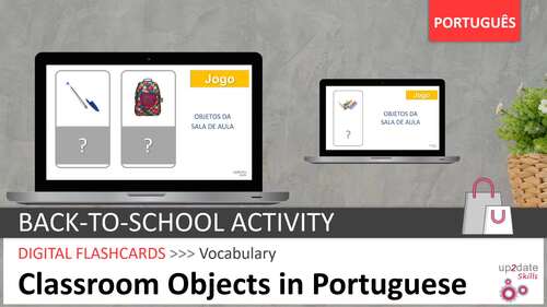 MATERIAL ESCOLAR Classroom Objects in Portuguese Digital Flashcards ...