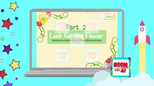 Spring BOOM CARDS Speech Therapy order of adjectives sentence building ...