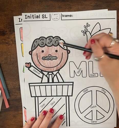 Consonant Blends Coloring Sheets | S L R Blends | Black History Month