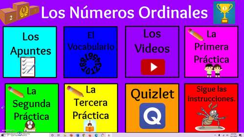 Spanish Ordinal Numbers Unit - Interactive Digital Notebook - Números ...